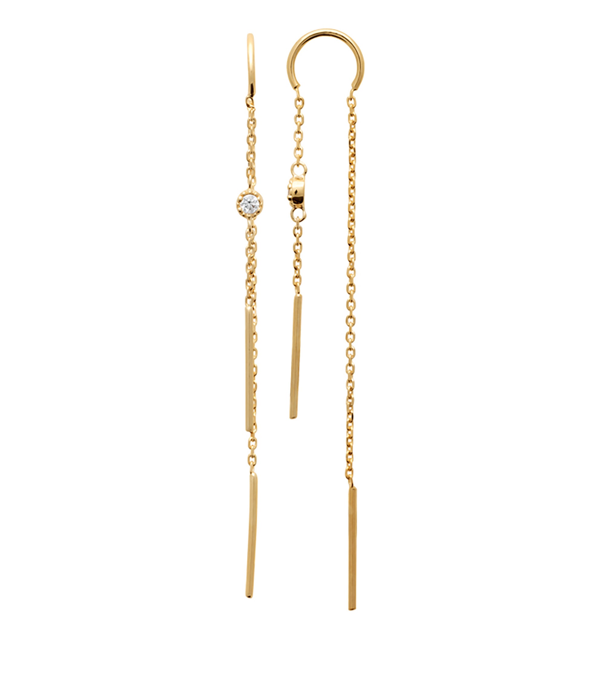 Boucles d'Oreilles traversantes pendantes en Plaqué Or 18 carats et ...