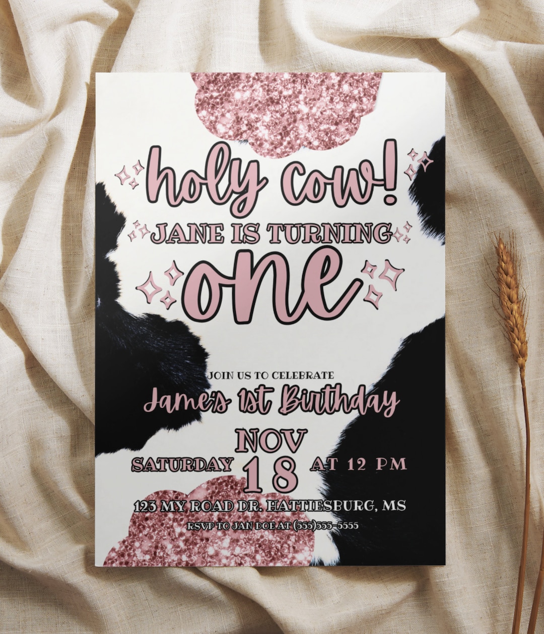 Holy Cow Birthday Invitation Canva Template, Any Birthday Invitation ...