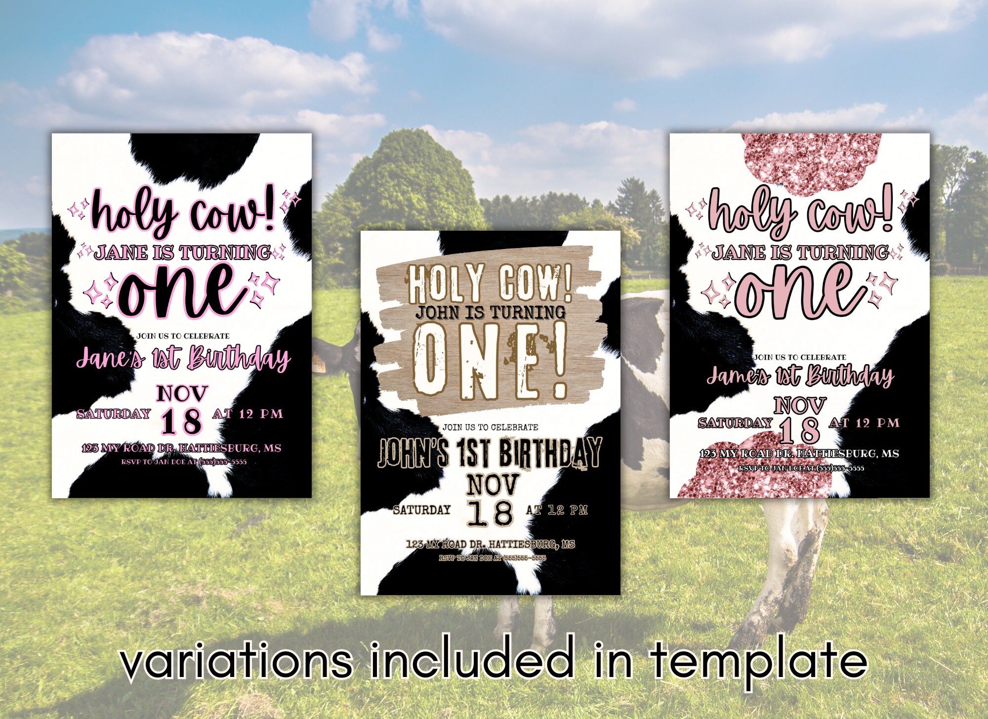 Holy Cow Birthday Invitation Canva Template, Any Birthday Invitation ...