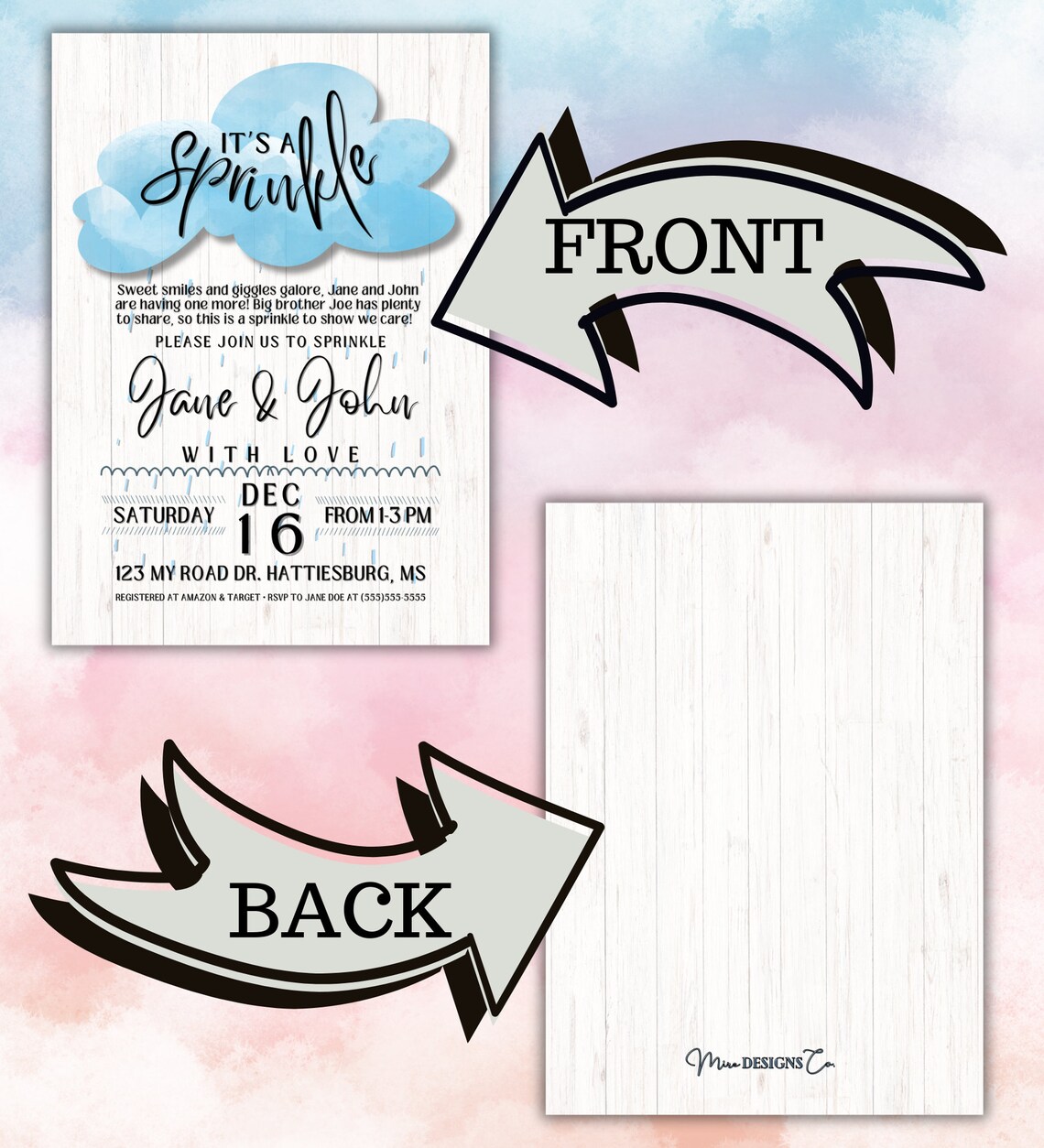 Sprinkle Baby Shower Invitation Template, 5x7 Sprinkle Themed Baby ...