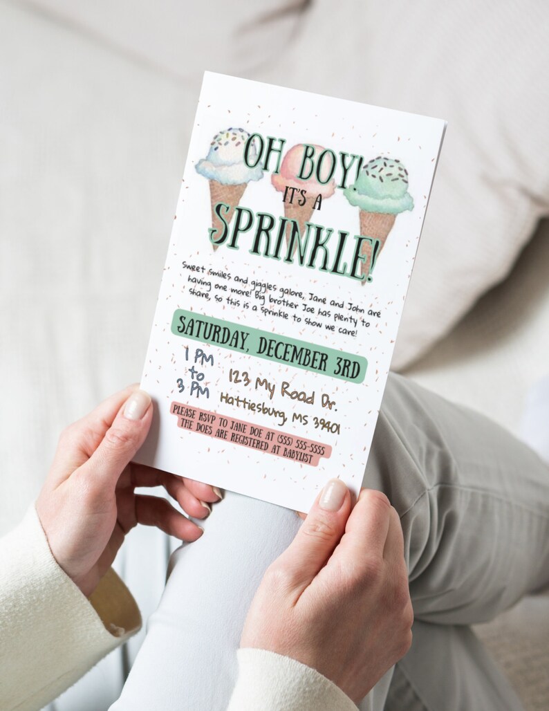 Oh Boy It's a Sprinkle Baby Shower Invitation Template - Etsy