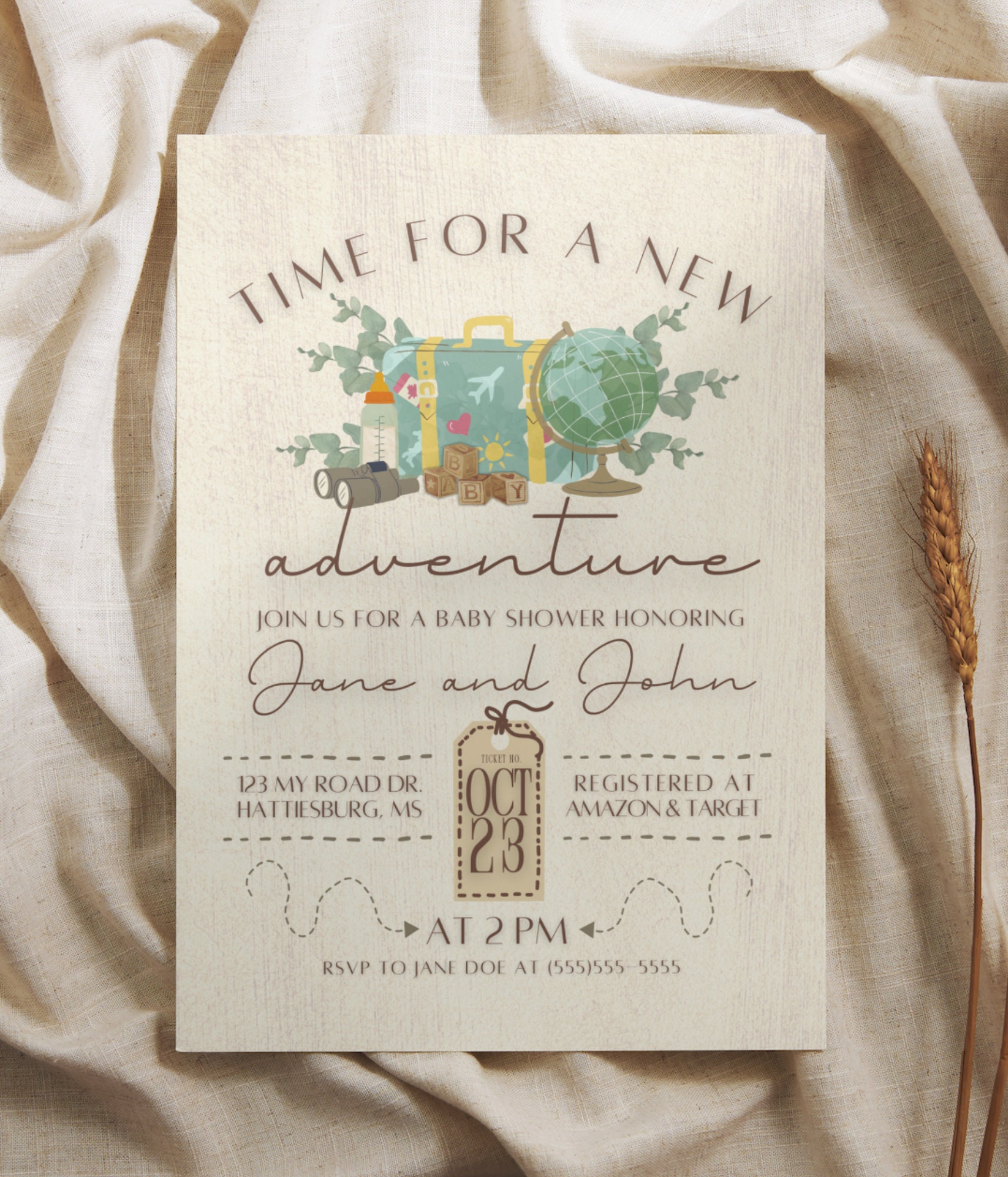 Time for a New Adventure Baby Shower Invitation Canva Template, 5x7 ...