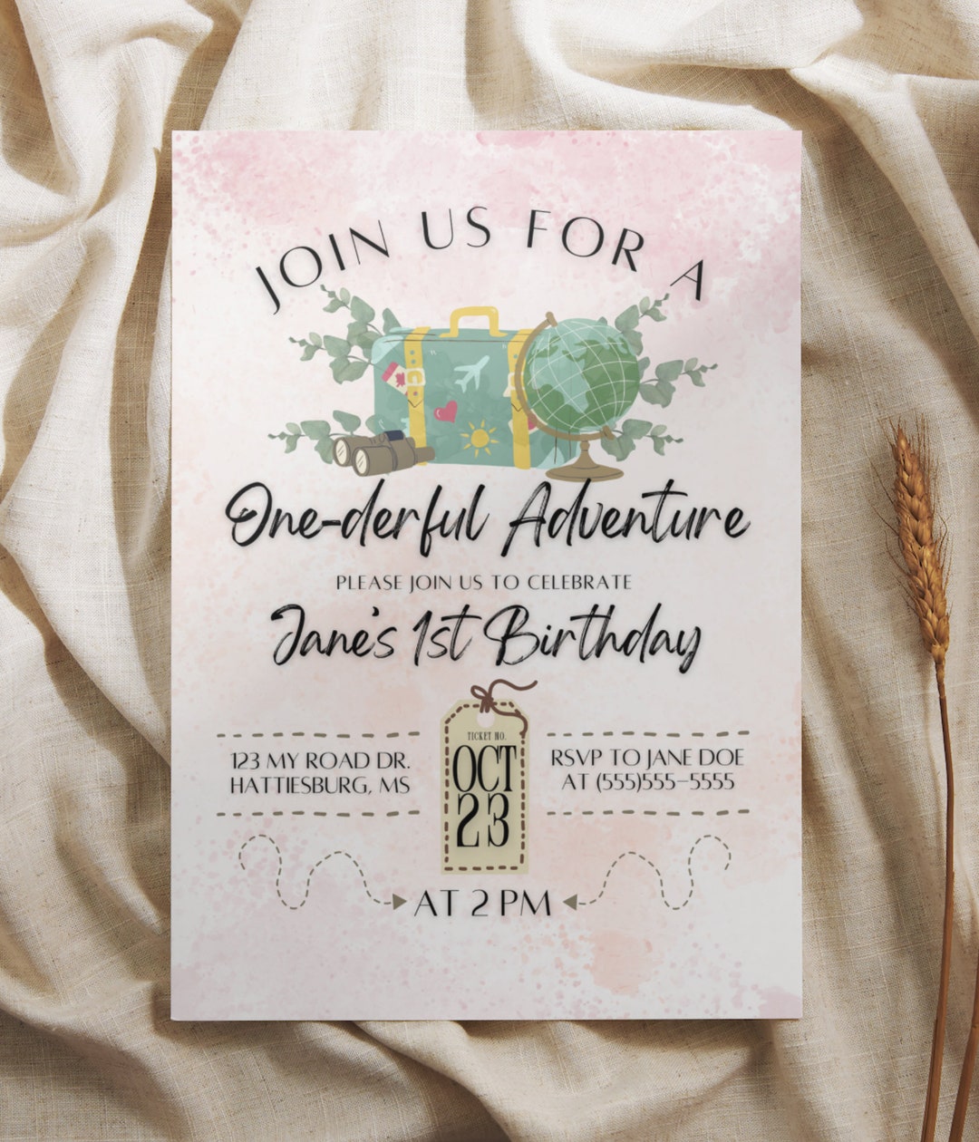 One-derful Adventure Birthday Invitation Canva Template, 1st Birthday ...