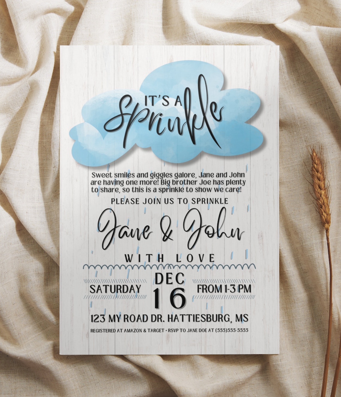 Sprinkle Baby Shower Invitation Template, 5x7 Sprinkle Themed Baby ...