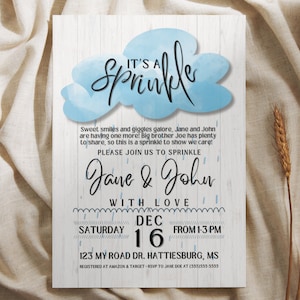 Sprinkle Baby Shower Invitation Template, 5x7 Sprinkle Themed Baby ...