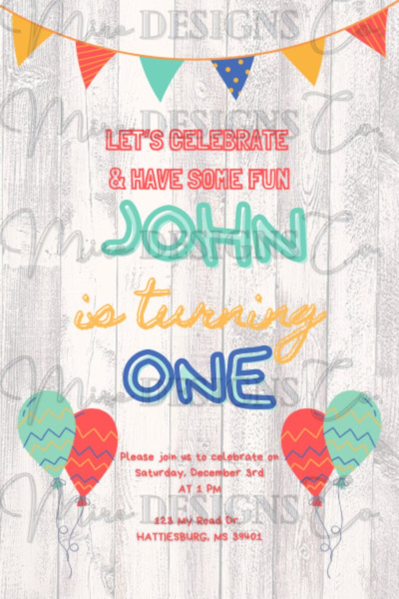 Let's Celebrate First Birthday Invitation - Etsy