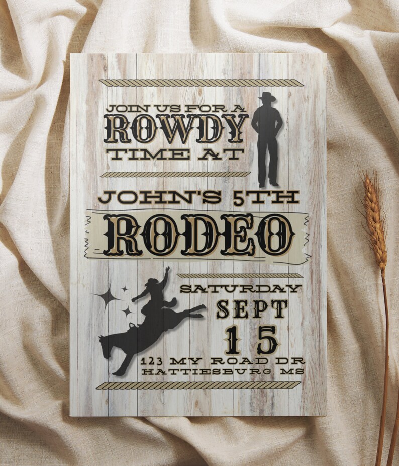 Rowdy Rodeo Birthday Invitation Template, Canva Invitation Template ...