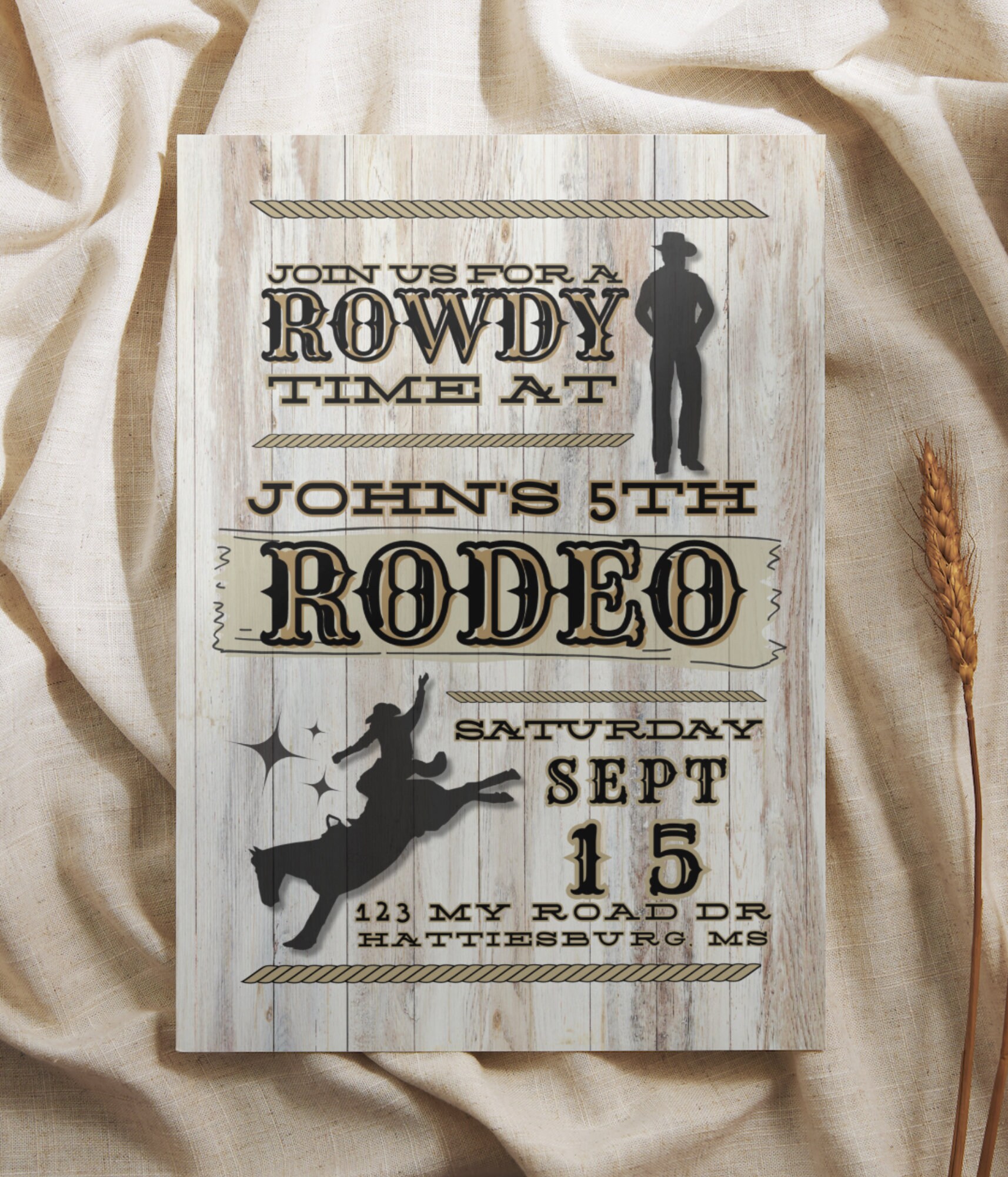 Rowdy Rodeo Birthday Invitation Template, Canva Invitation Template ...