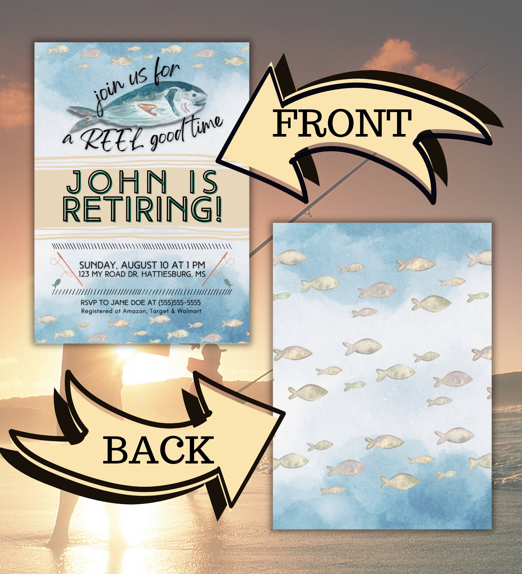 Reel Good Time Party Invitation Canva Template, 5x7 Invitation, Fishing ...