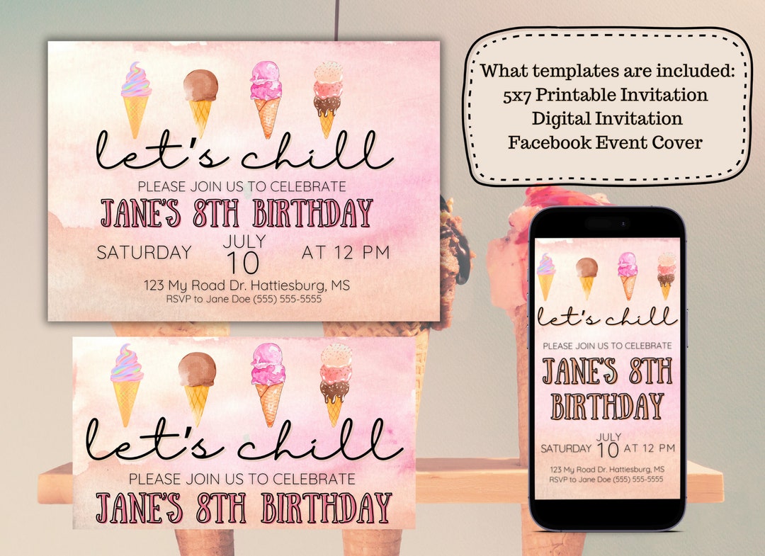 Let's Chill Digital Invitation Template Event Bundle, Any Occasion ...