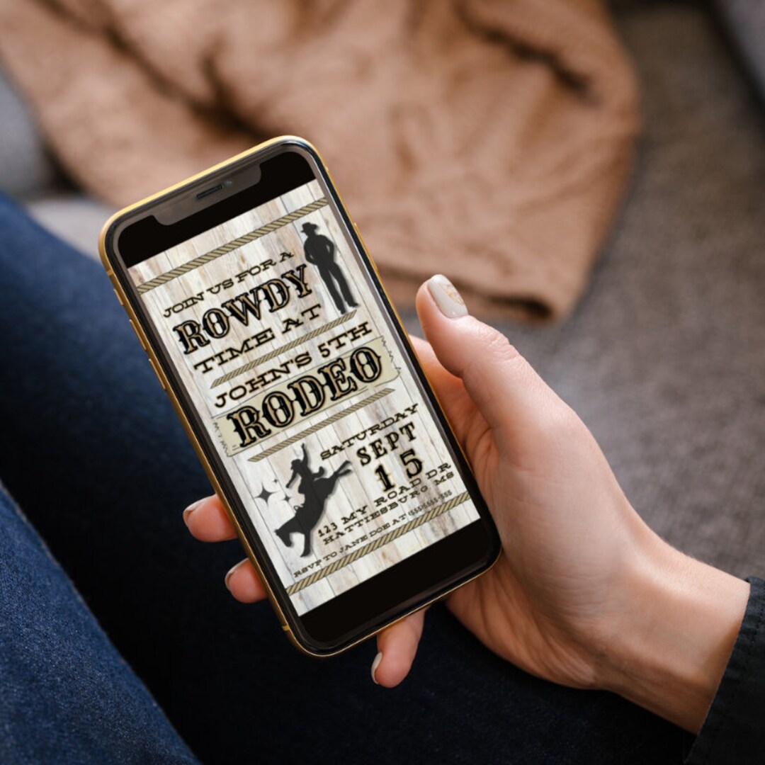 Rowdy Rodeo Birthday Party Digital Invitation Template, Digital ...