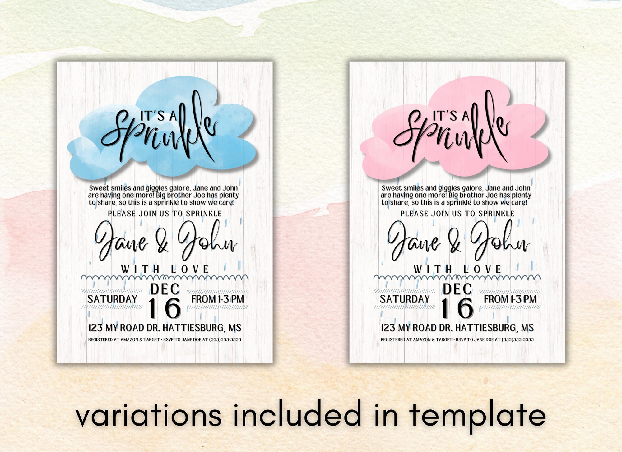 Sprinkle Baby Shower Invitation Template, 5x7 Sprinkle Themed Baby ...