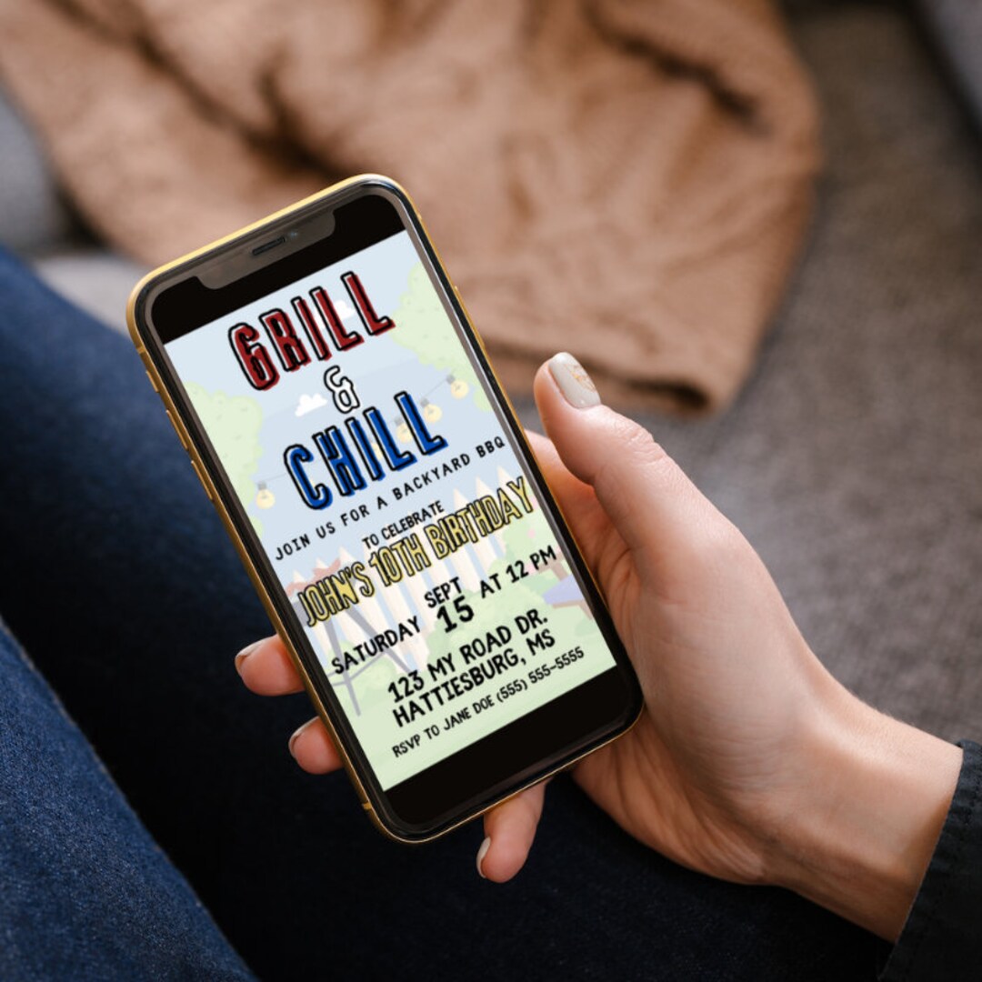 Grill and Chill Digital Invitation Template, Any Occasion Digital ...