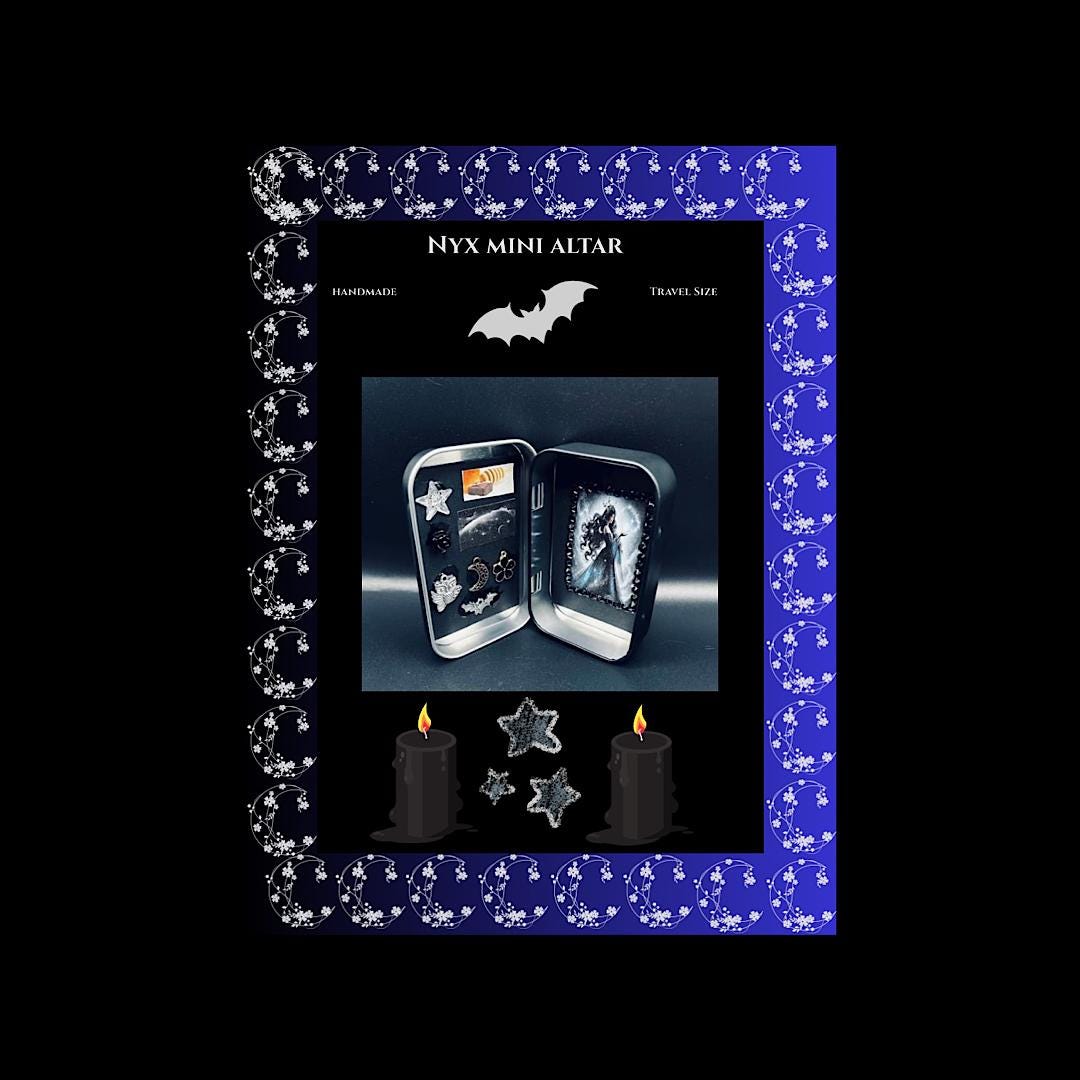 Nyx Mini Altar in a Tin– Goddess of the Night | Mini Altar Decor ...