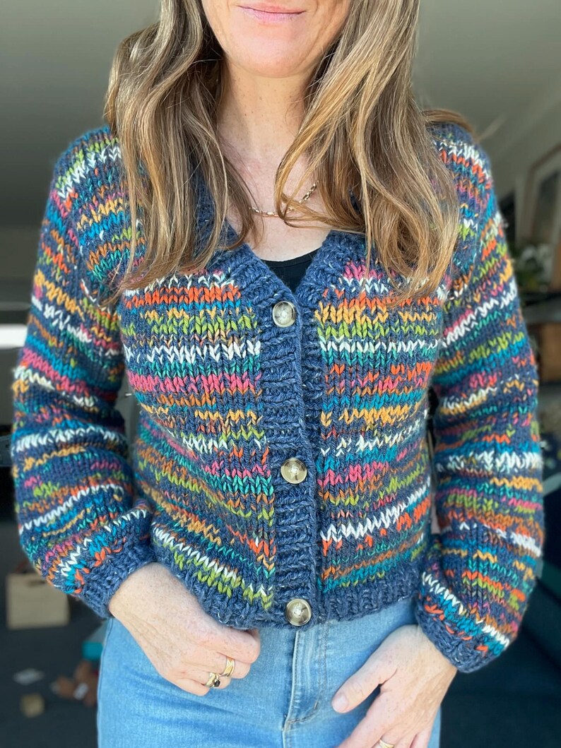 Easy Knit Cardigan Pattern – Seamless Scrap Yarn Project (PDF Download ...