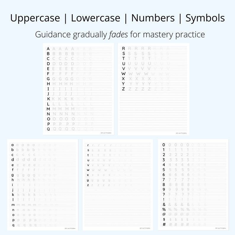 Printable Handwriting Practice Sheets | Wide Ruled | Uppercase ...