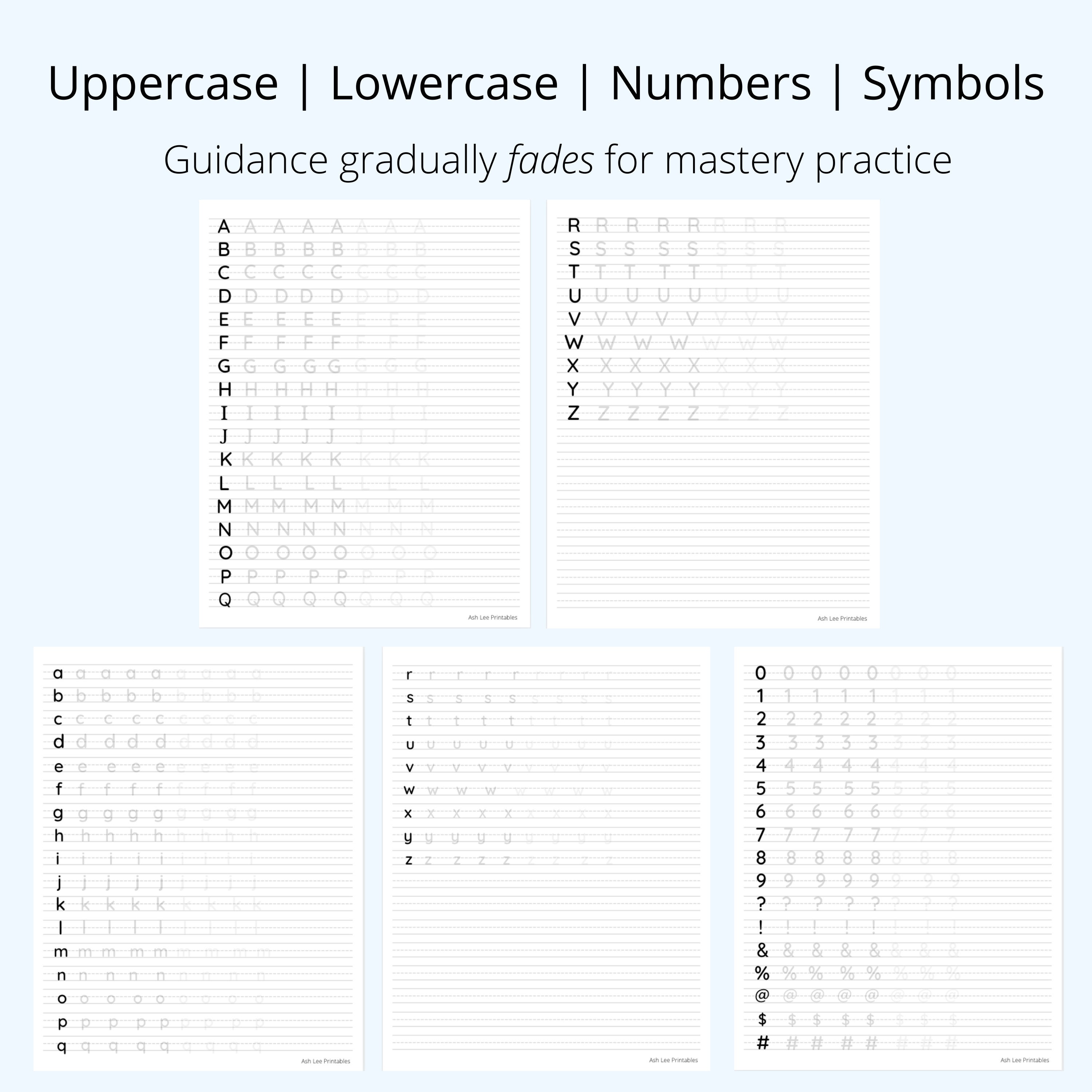 Printable Handwriting Practice Sheets | Wide Ruled | Uppercase ...