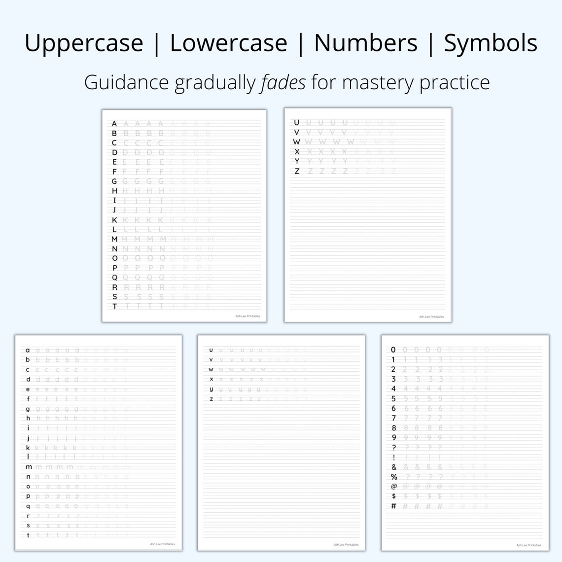 Printable Handwriting Practice Sheets | College Ruled | Uppercase ...