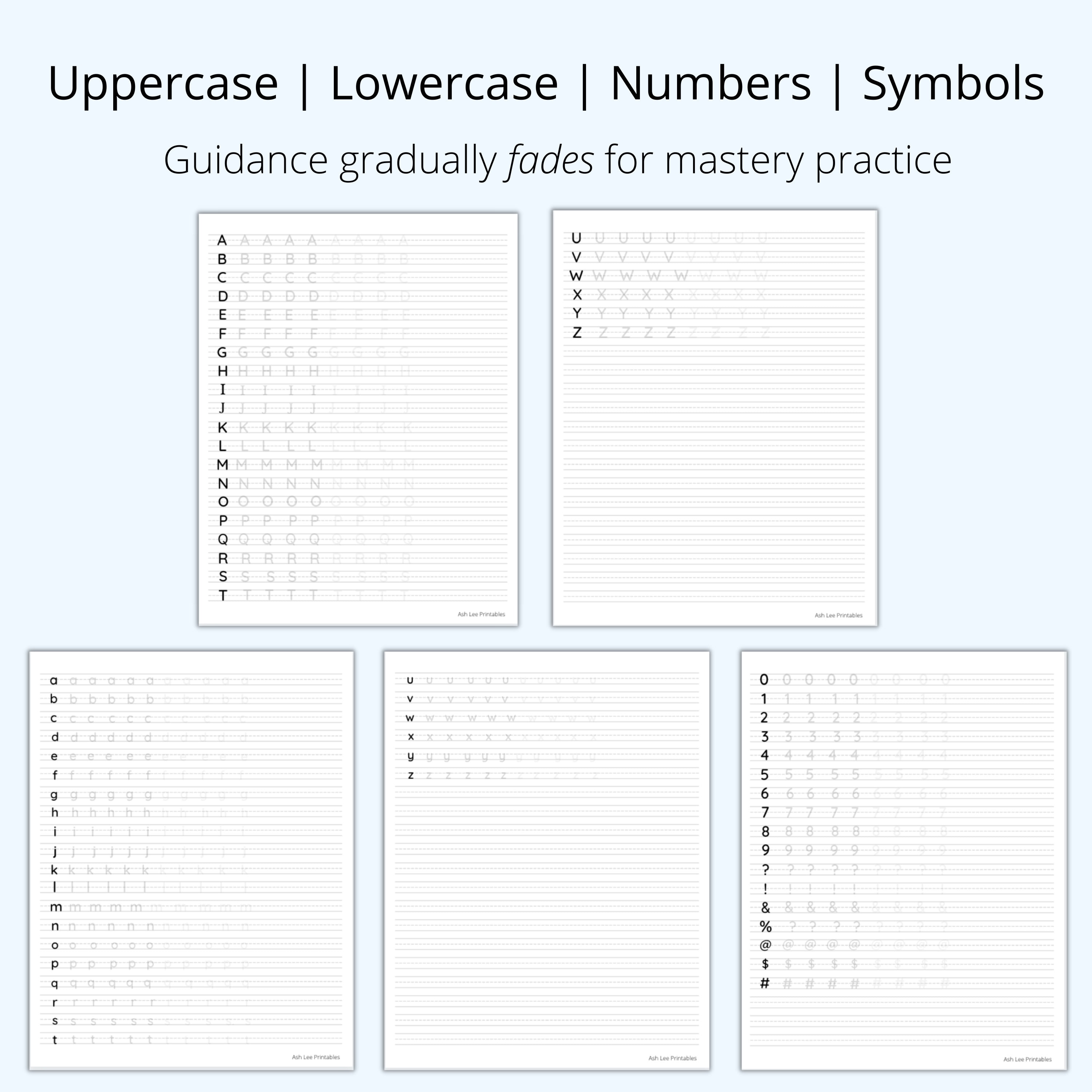 Printable Handwriting Practice Sheets | College Ruled | Uppercase ...