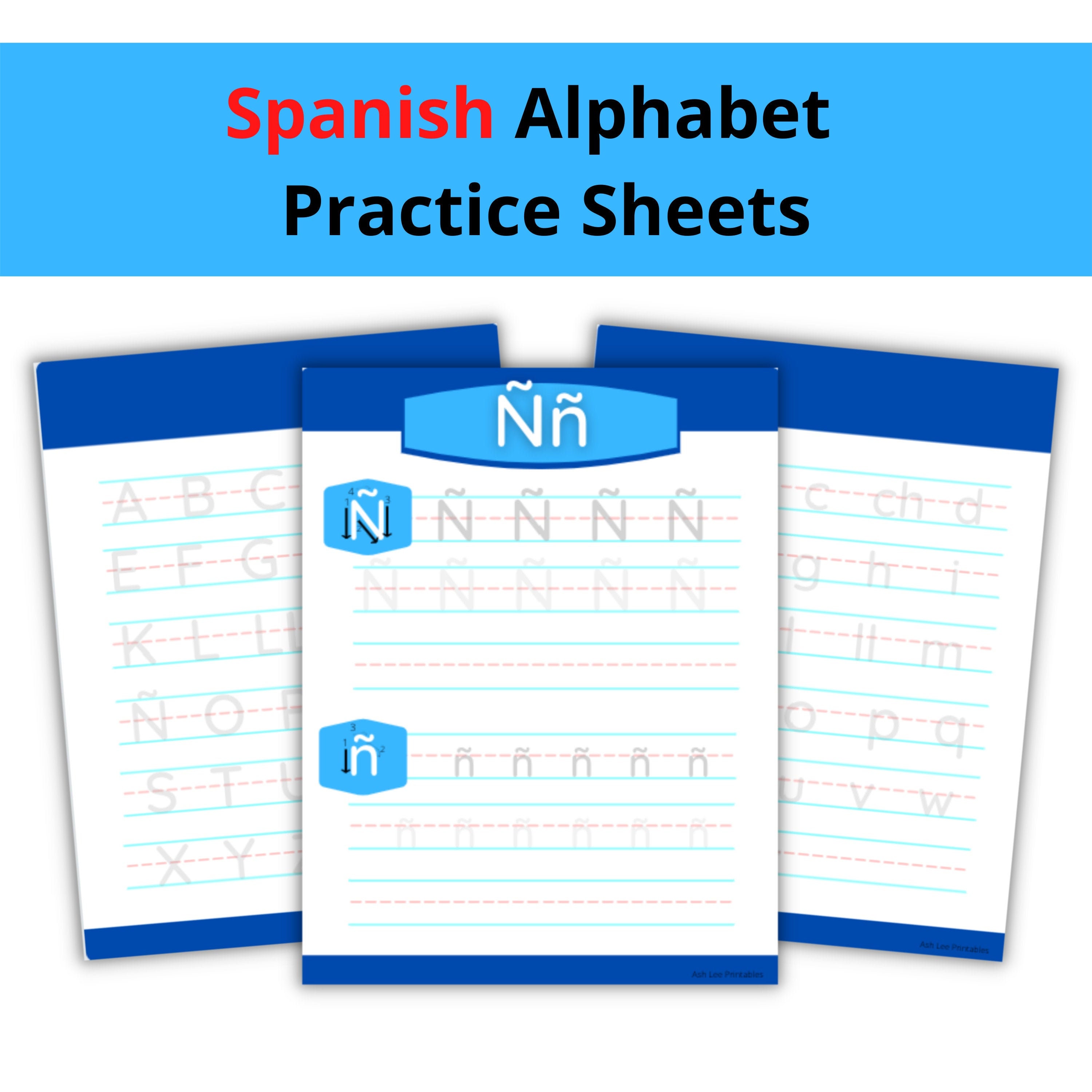 SPANISH Alphabet Tracing Worksheet Letter Tracing Digital - Etsy España