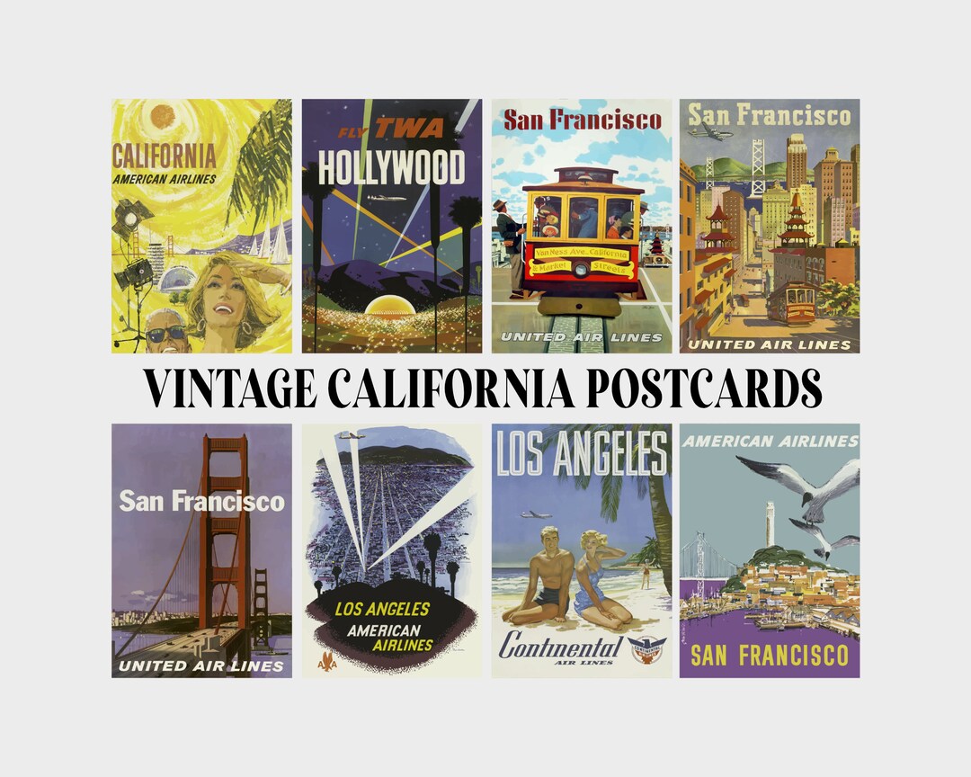 Set of 10 Vintage California Postcards Download Mini Print Set ...