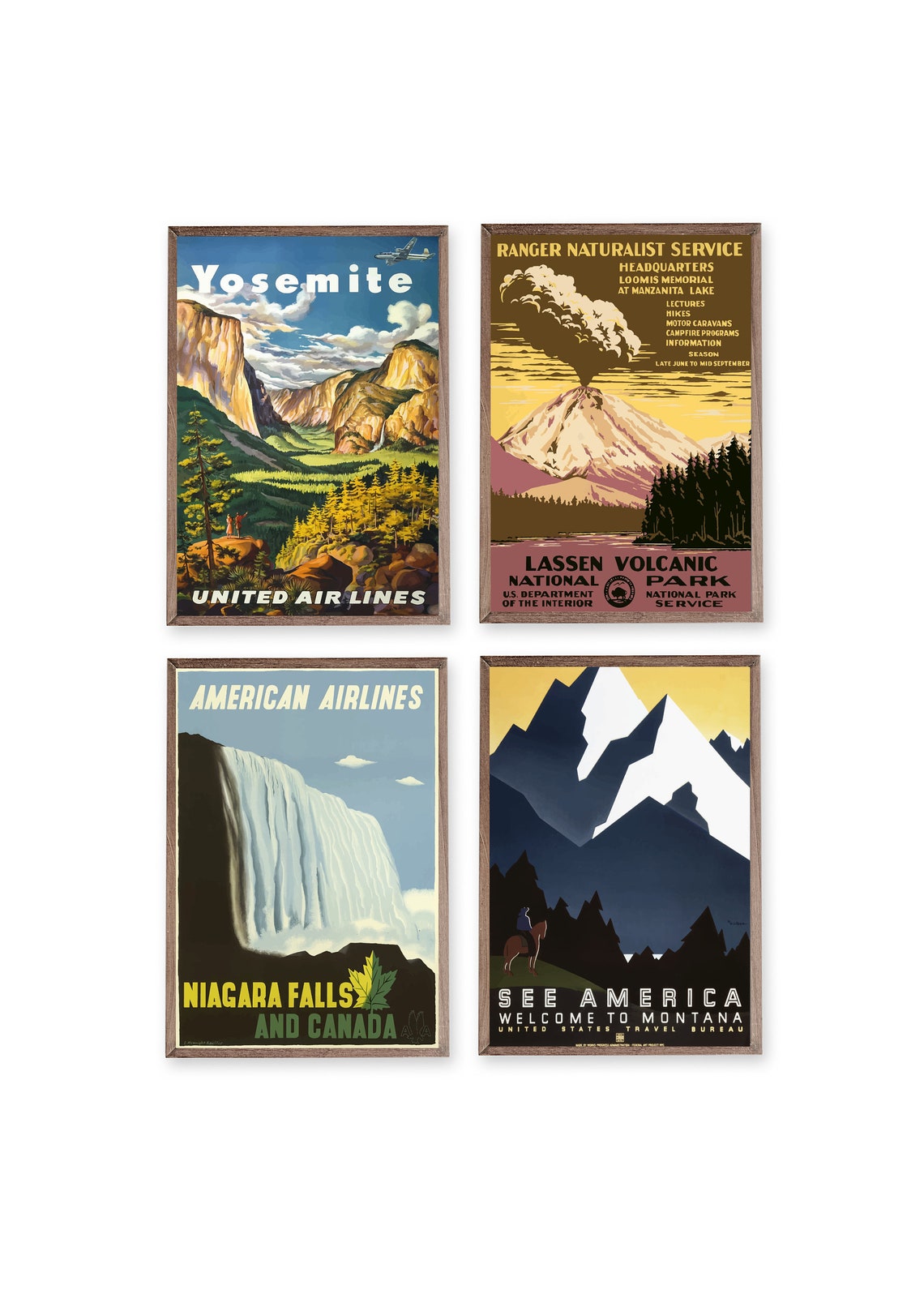 Set of 8 Vintage National Park Postcards Digital Download Mini - Etsy