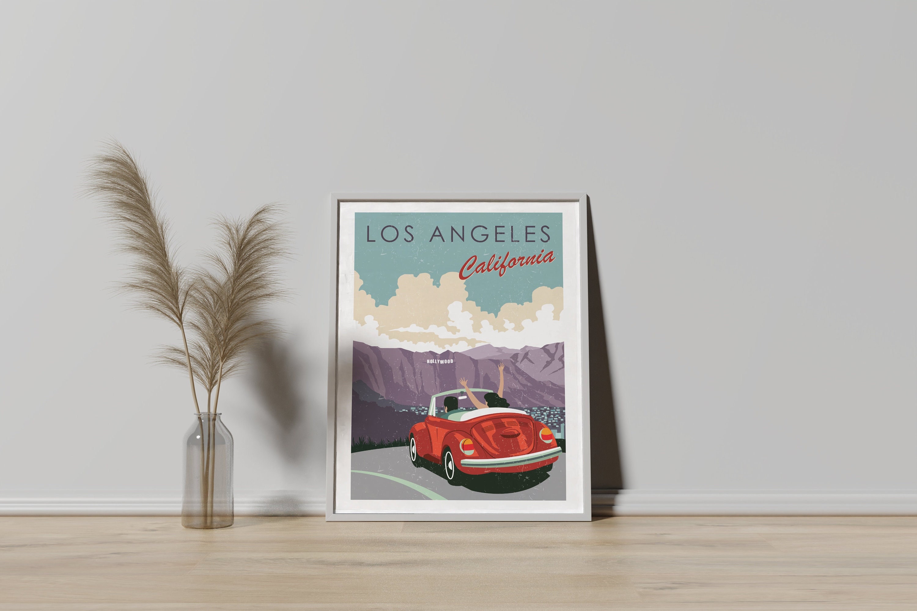 Vintage Los Angeles L.A Hollywood Printable Travel Print - Etsy