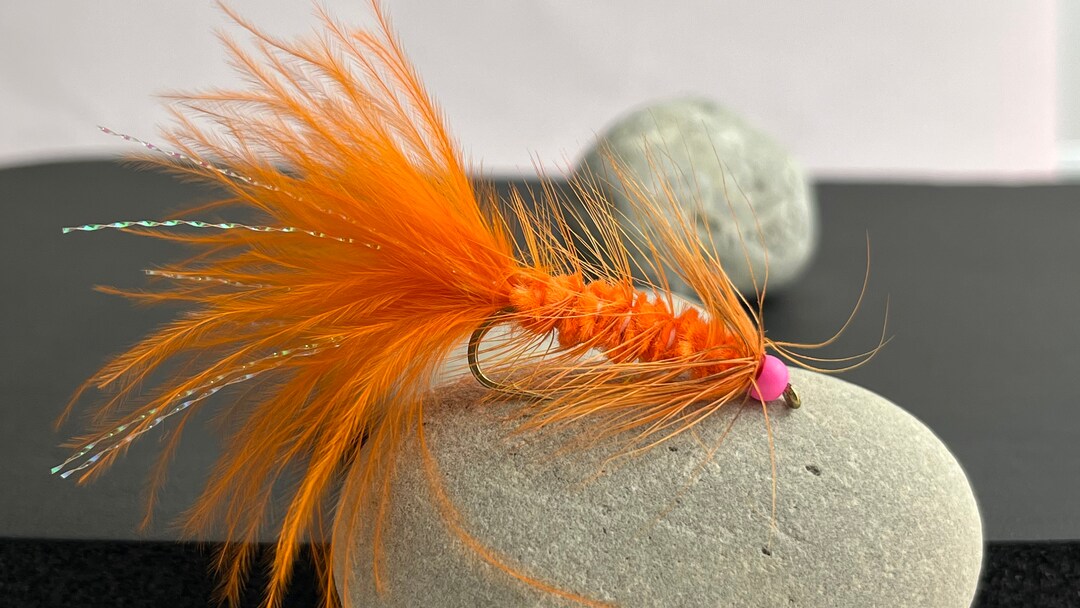 Bead Head Woolly Bugger – Orange-pink | Hook Size 6 | Trout, Bass ...