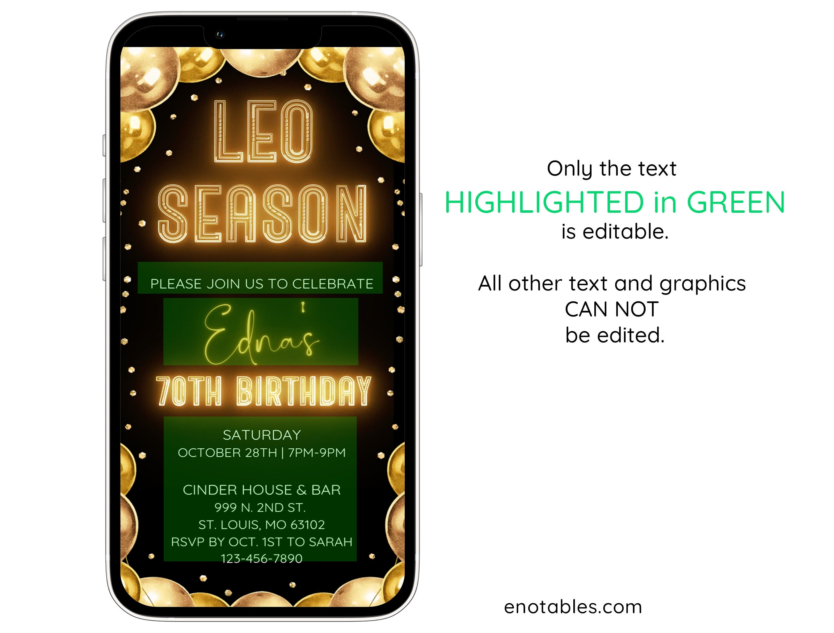 Leo Season 70th Birthday Invitation Canva Editable Invitation Digital ...