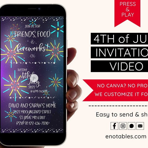 Fireworks Invitation - Etsy