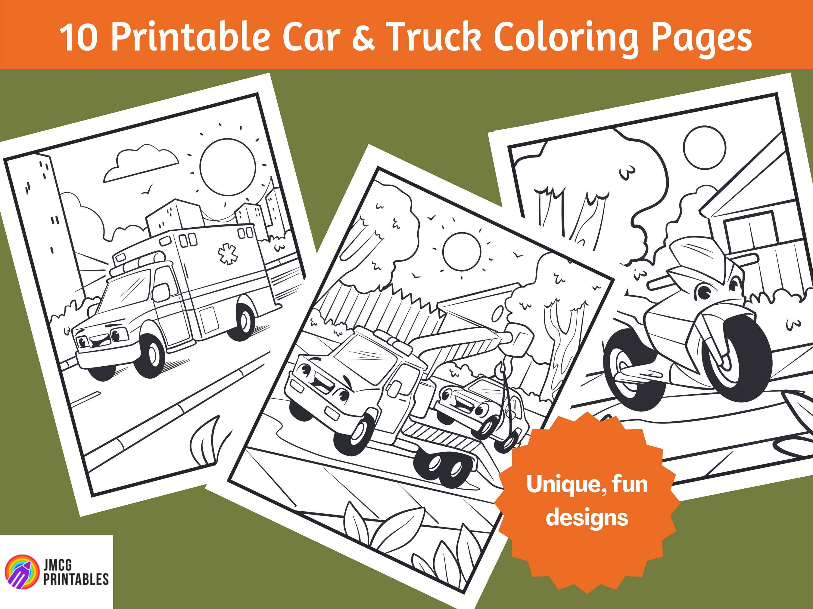 10 Awesome Car and Truck Coloring Pages for Kids - Volume 2, Car ...