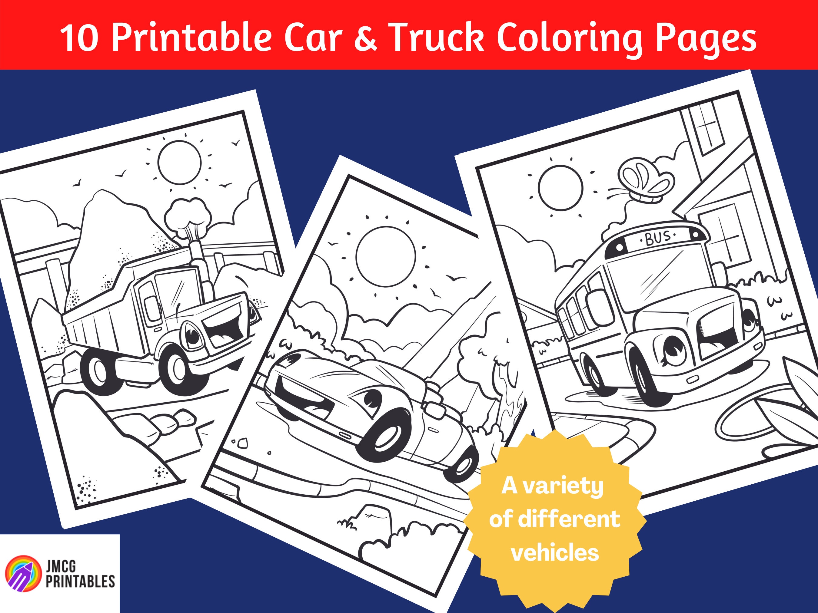 10 Awesome Car and Truck Coloring Pages for Kids (volume 1), Car ...