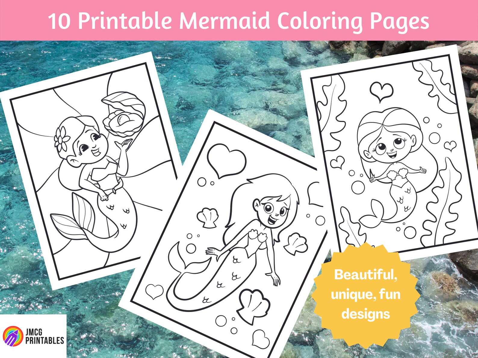 10 Beautiful Mermaid Coloring Pages for Kids (volume 1) - Mermaid ...