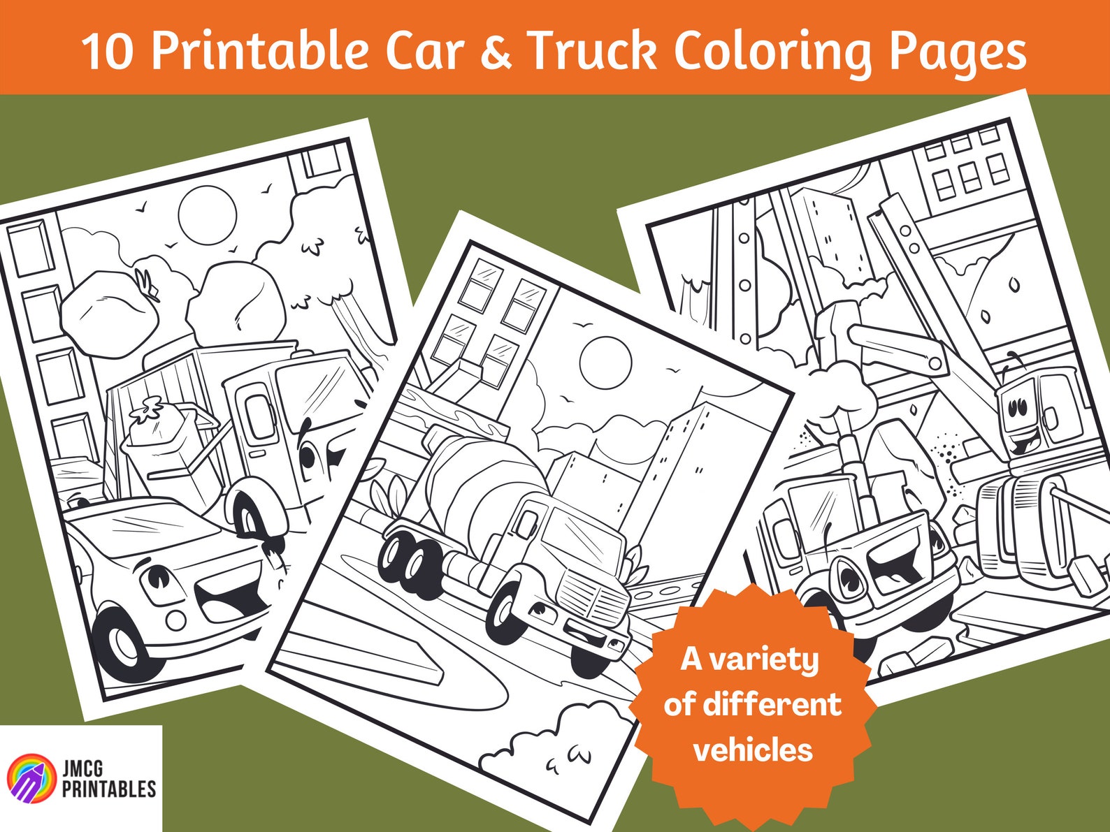 10 Awesome Car and Truck Coloring Pages for Kids Volume 2, Car & Truck ...