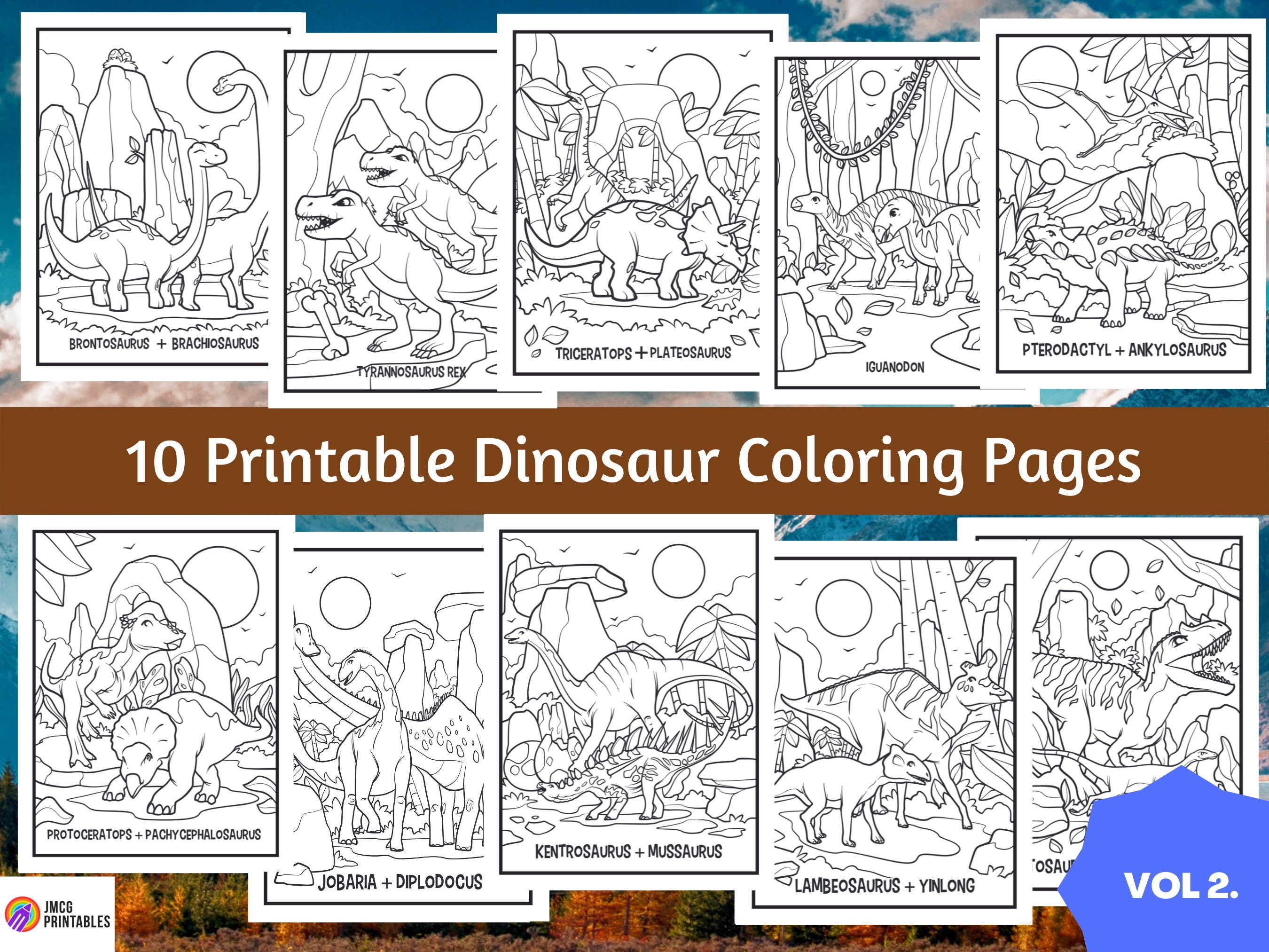 10 Awesome Dinosaur Coloring Pages for Kids Printable Volume 2 ...