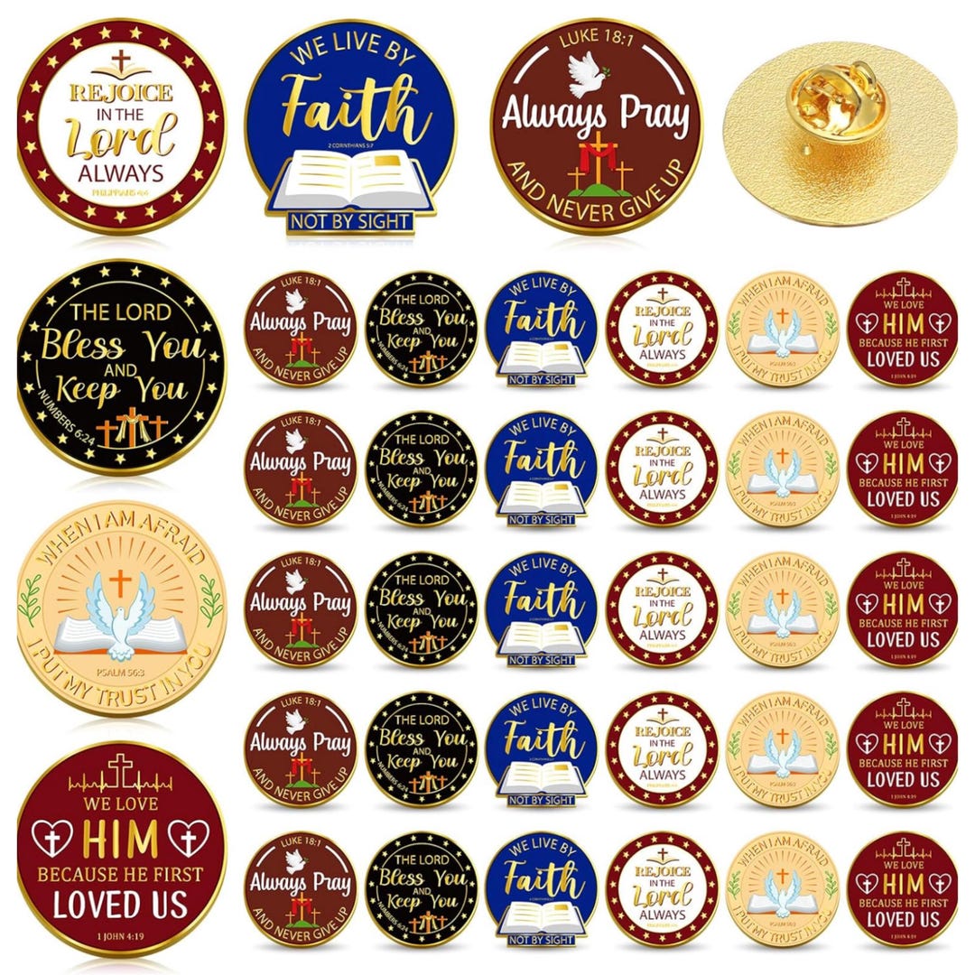 Christian Faith Pins – Inspirational Scripture Button Badges – Bible ...