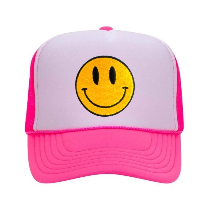 Smiley Face Trucker Hat Preppy Y2k Embroidered Adjustable | Etsy