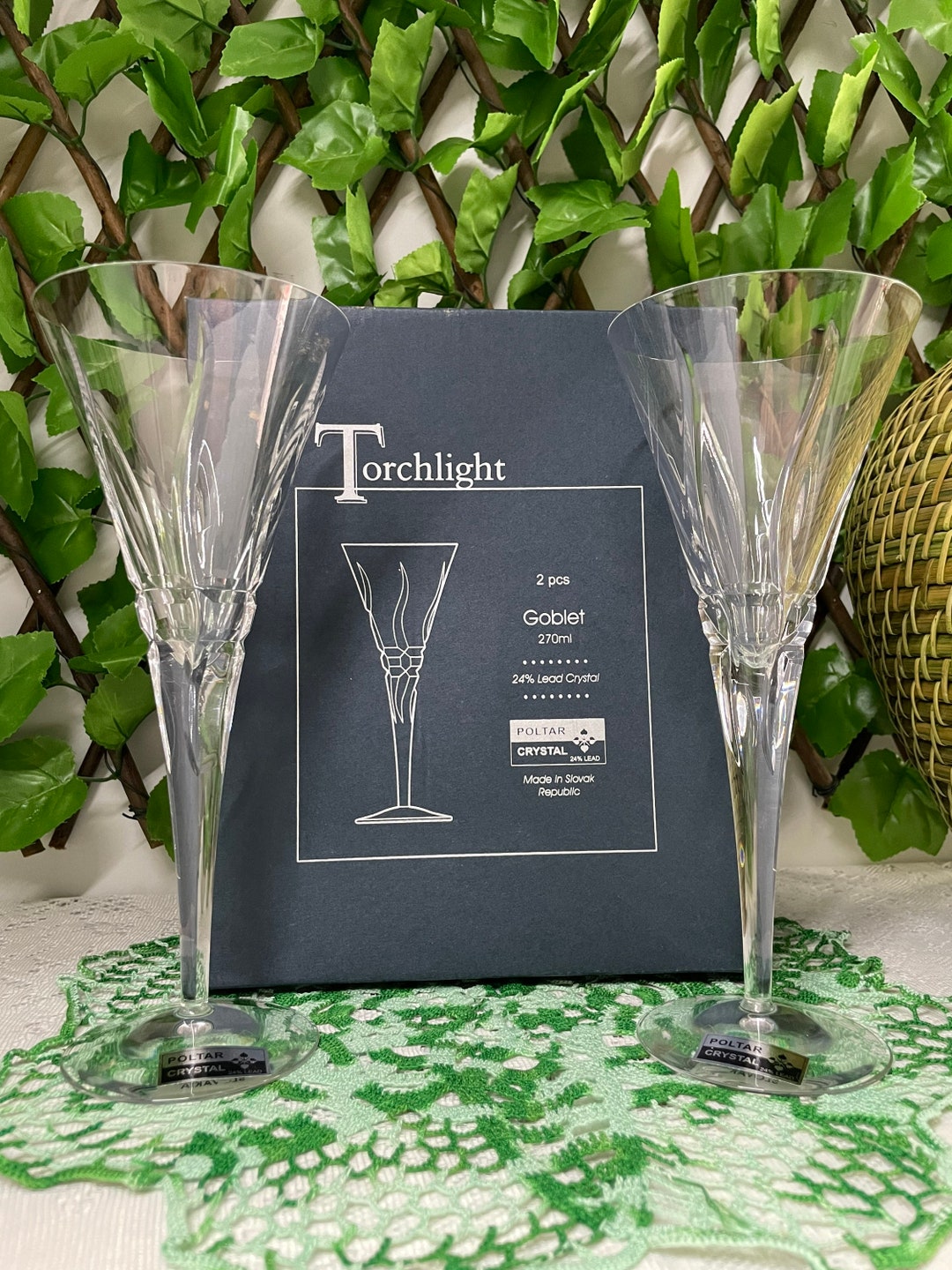 Poltar Crystal torchlight Goblets Set of 2, Made in Slovakia - Etsy