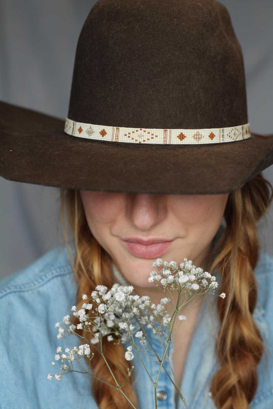 Gold and Rust - Beaded Western Hat Band - Etsy