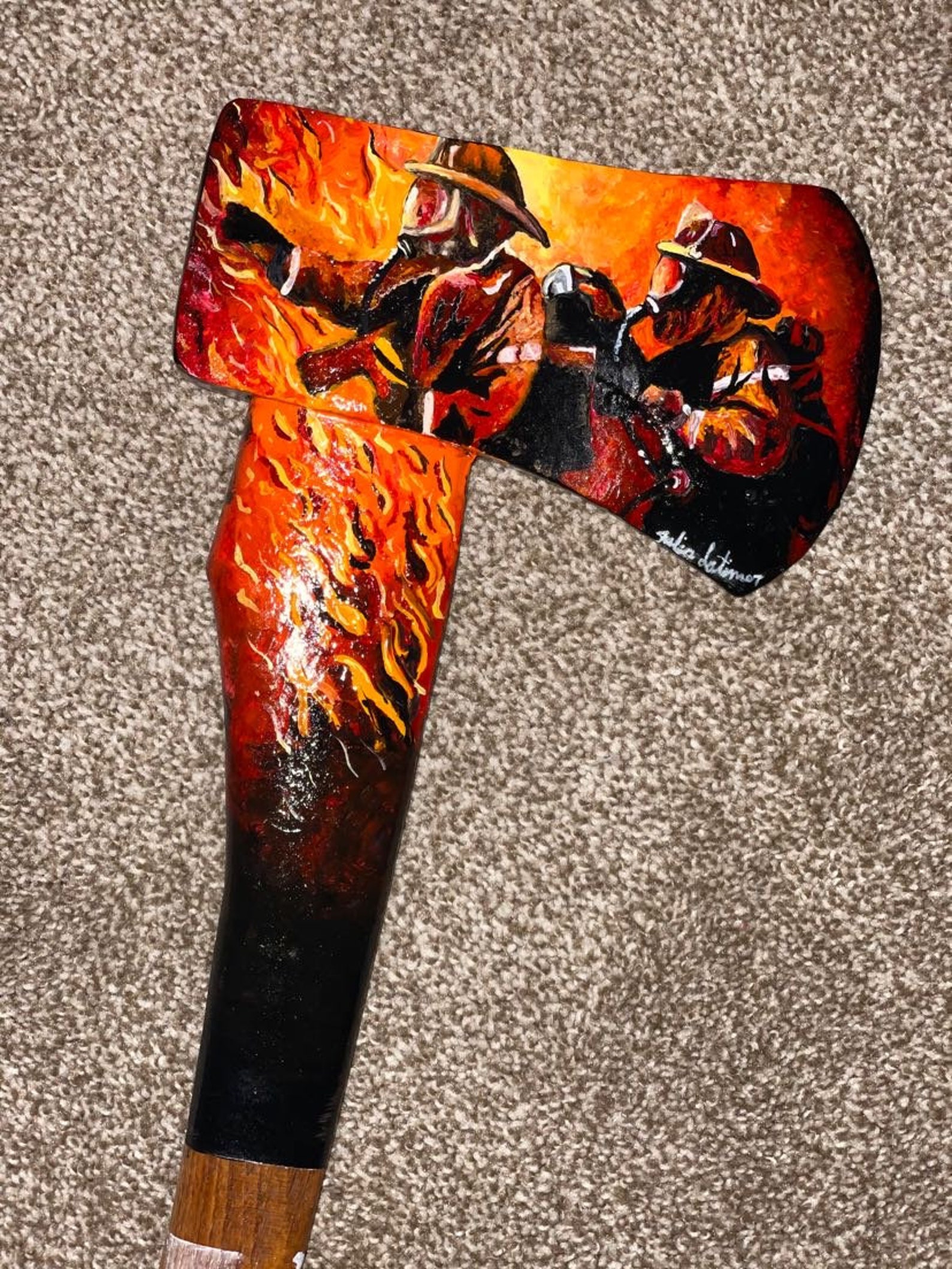 Hand painted customizable firefighter axe | Etsy