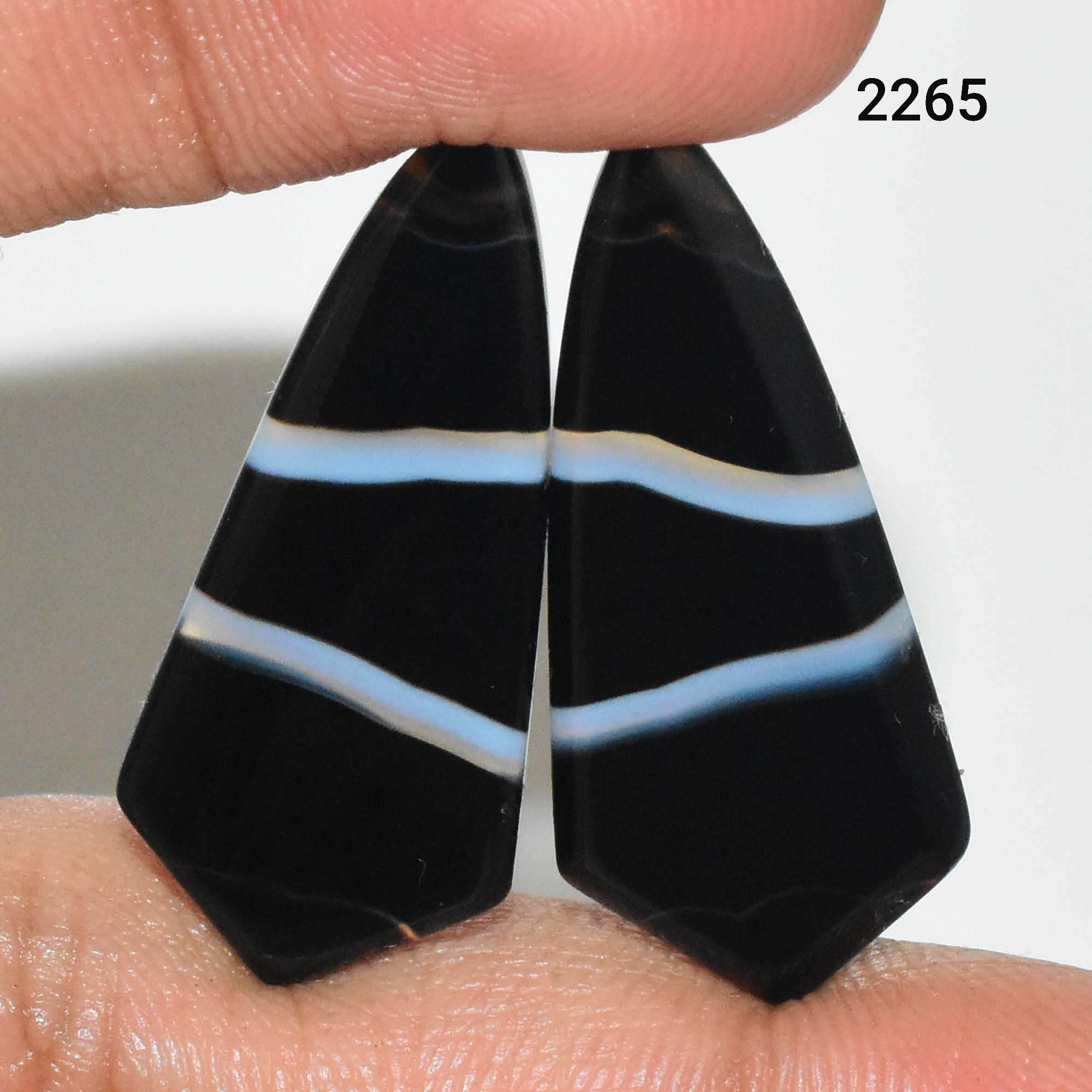 Stunning Black Banded Agate Pair Gemstone Natural Black - Etsy