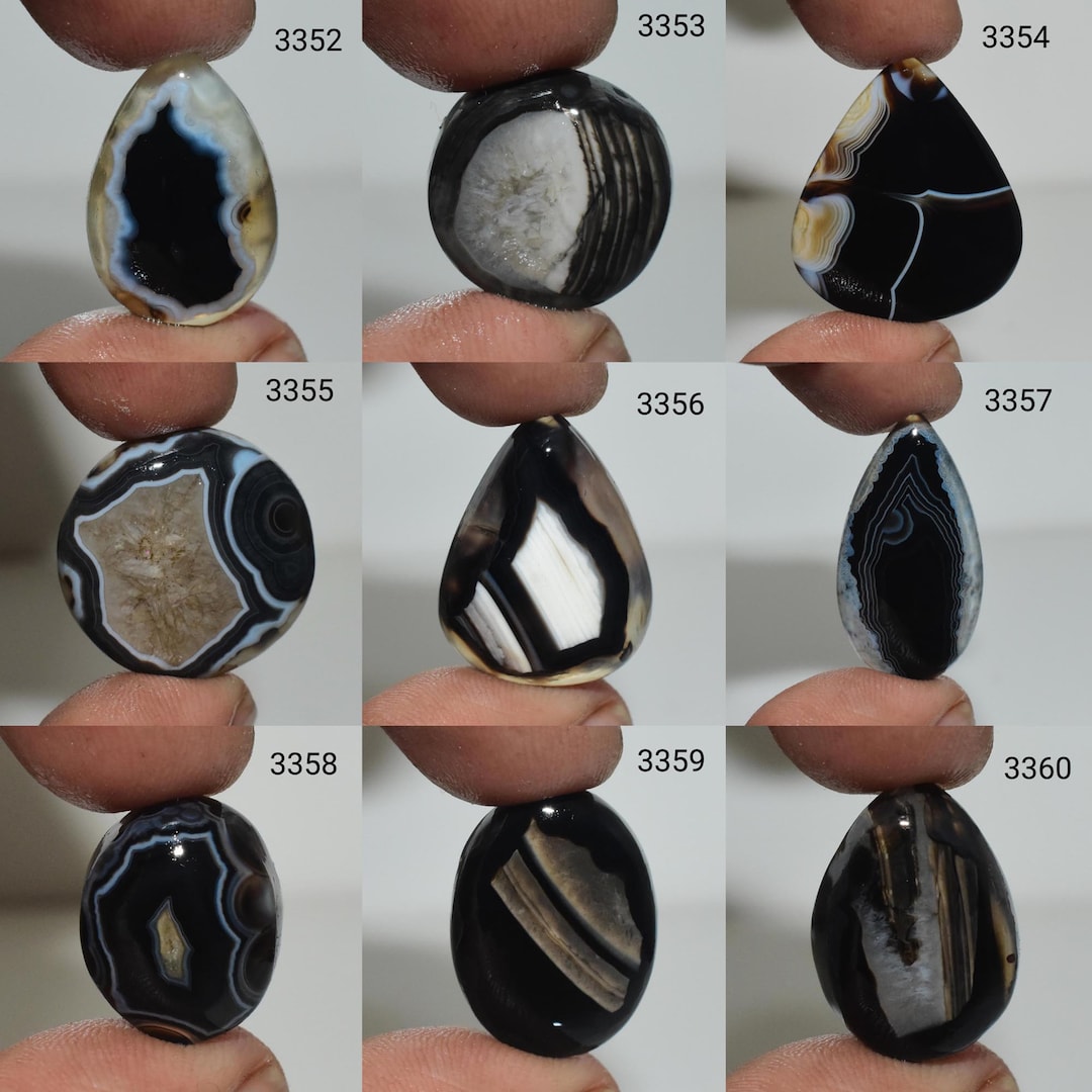 Unique Black Banded Agate Gemstone, Natural Banded Agate Cabochon ...