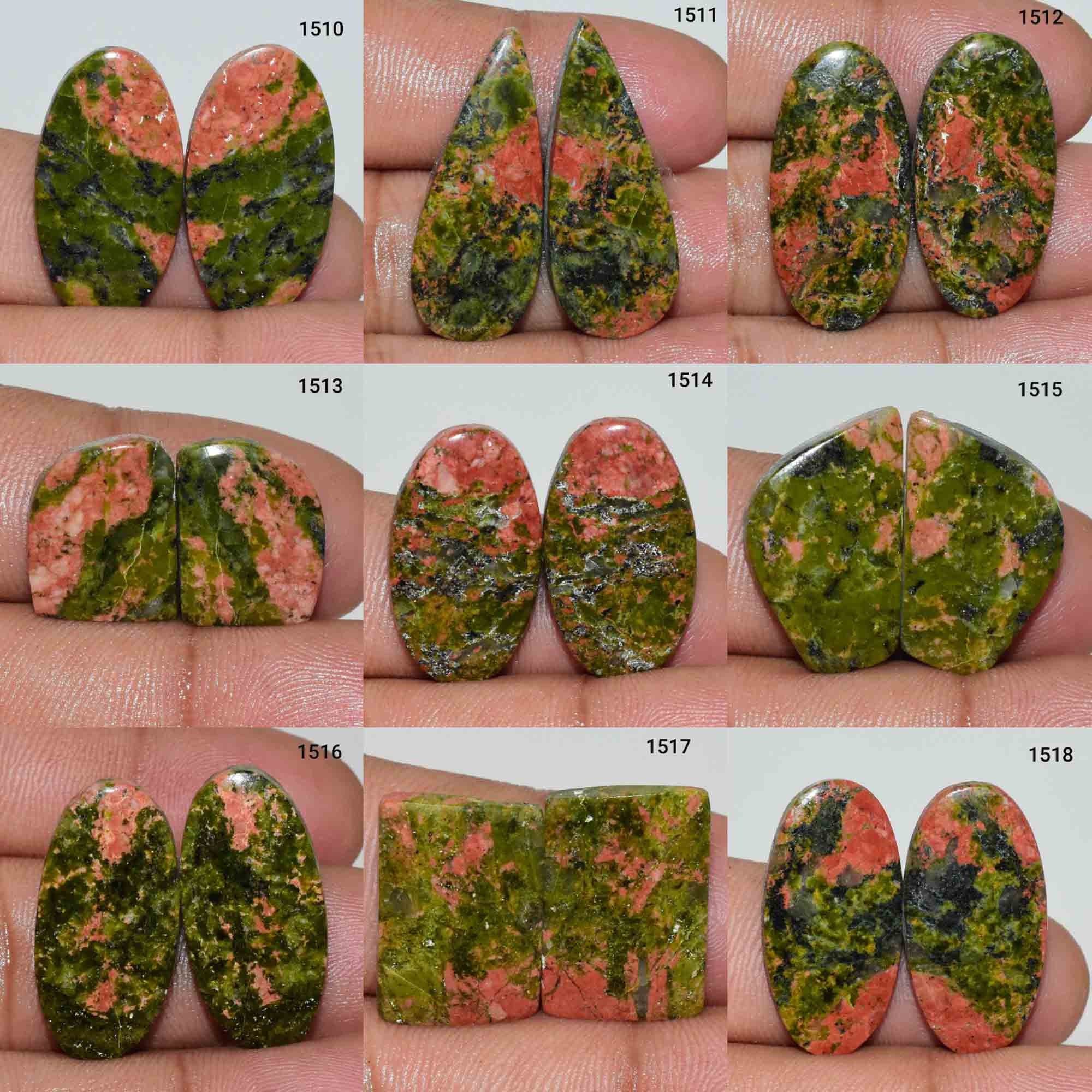 Natural Designer Unakite Jasper Pair Gemstone, Natural Unakite Jasper ...