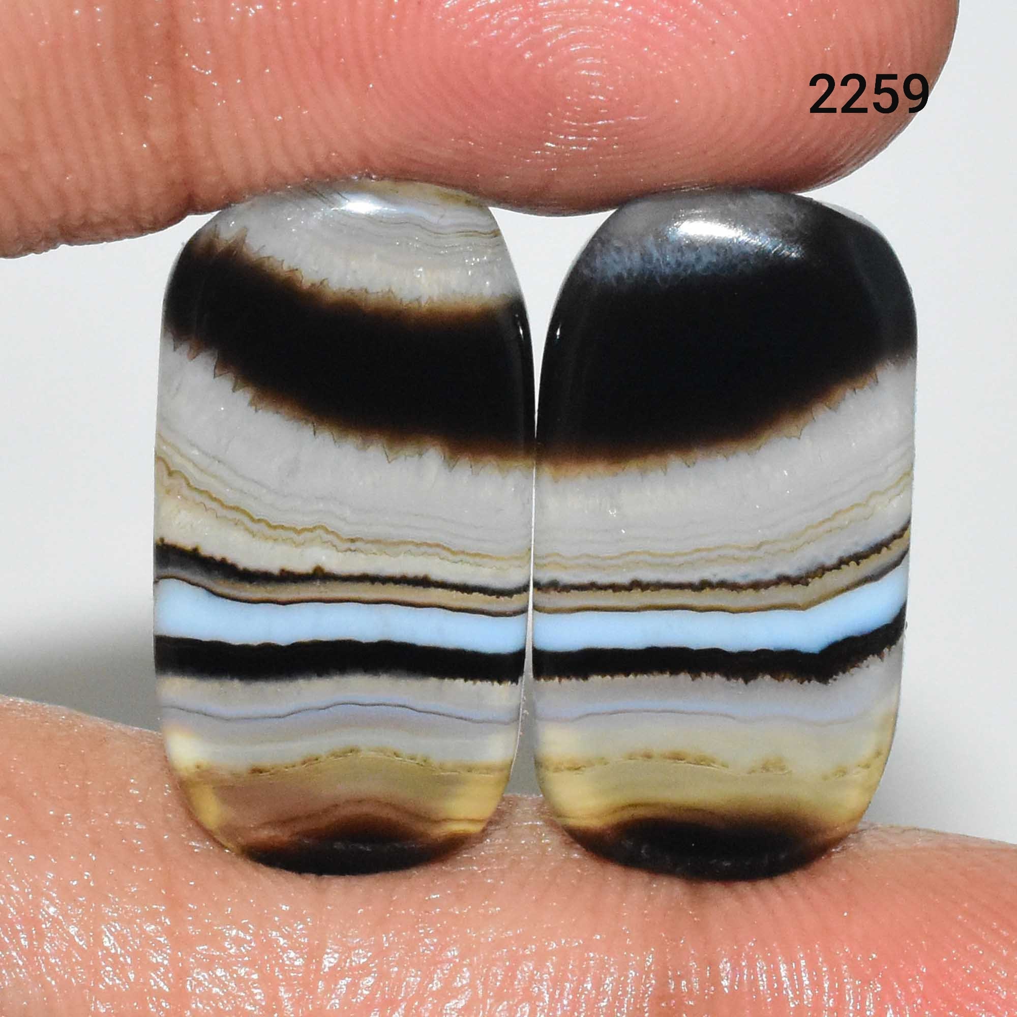 Stunning Black Banded Agate Pair Gemstone Natural Black - Etsy