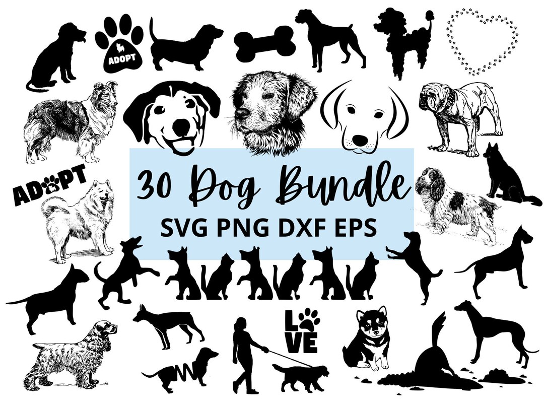 30 Dog Svg Bundle Svg Files for Cricut Png Dxf and Eps - Etsy Canada
