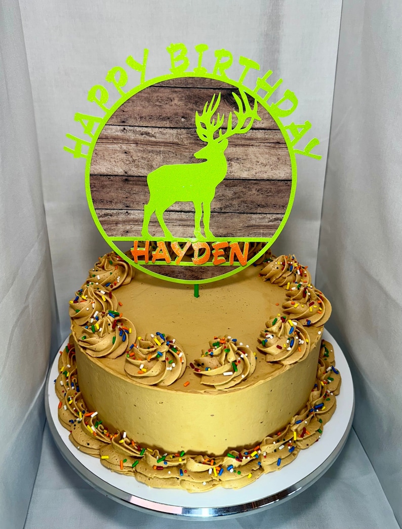 Personalized Deer Birthday Cake Topper - Etsy