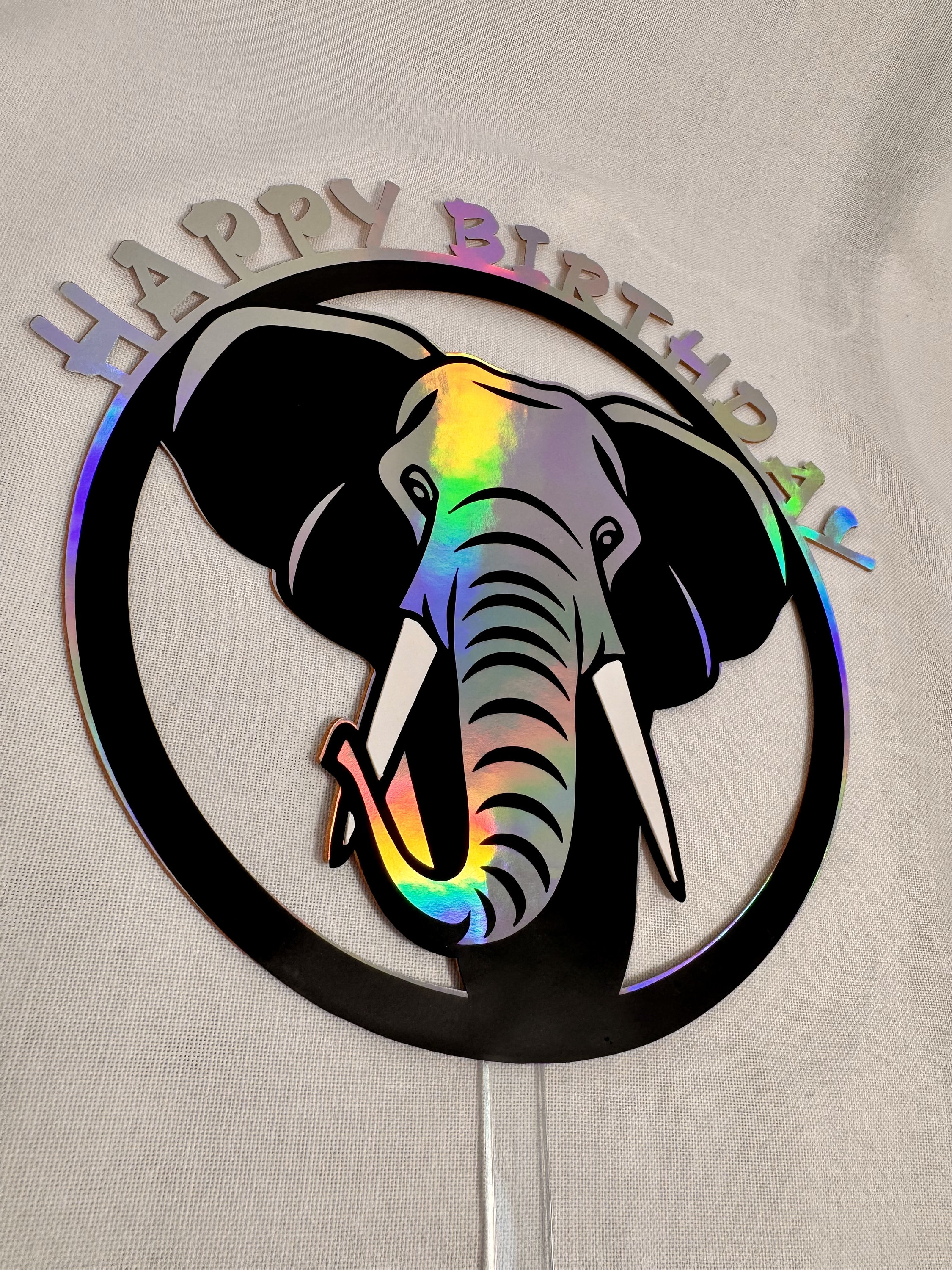 Holographic Elephant Cake Topper - Etsy