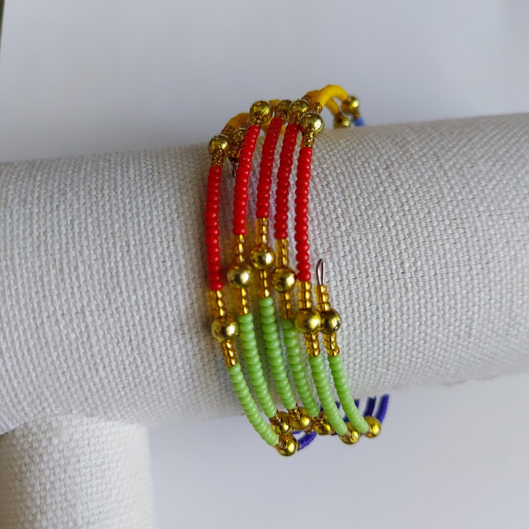 Beaded Wire Zulu Bangle. Beaded Spring Bangle - Etsy
