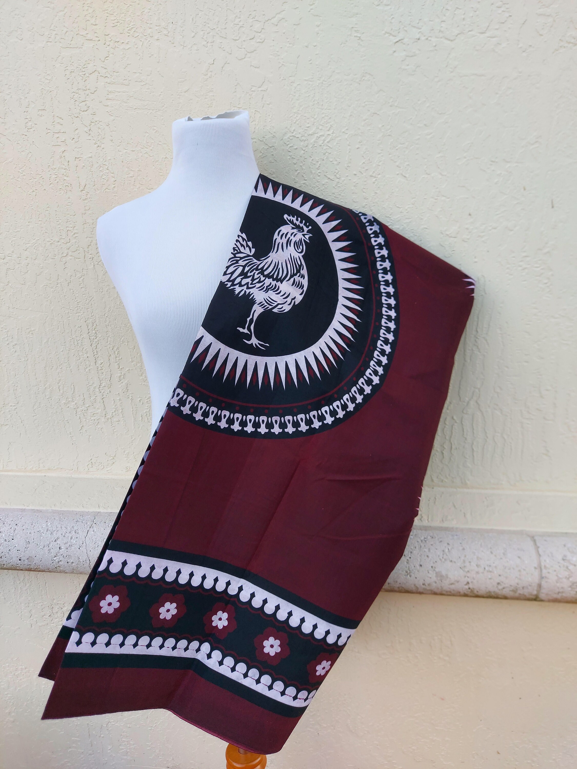 Maroon Rooster Ibhayi. Idlozi Fabric. African Spirituality - Etsy