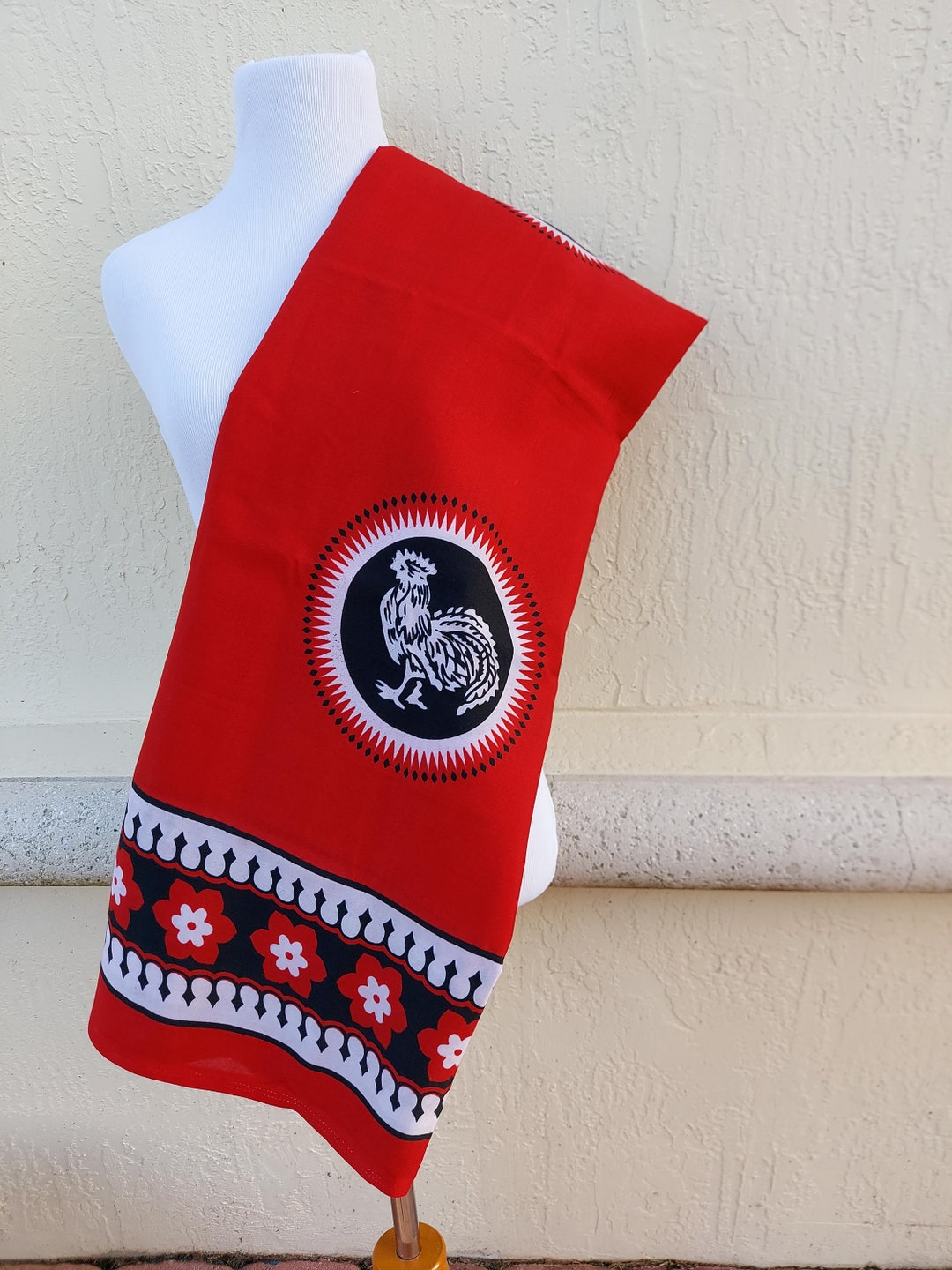 Red Rooster Ibhayi. Idlozi Fabric. African Spirituality Fabric. Ibhayi ...